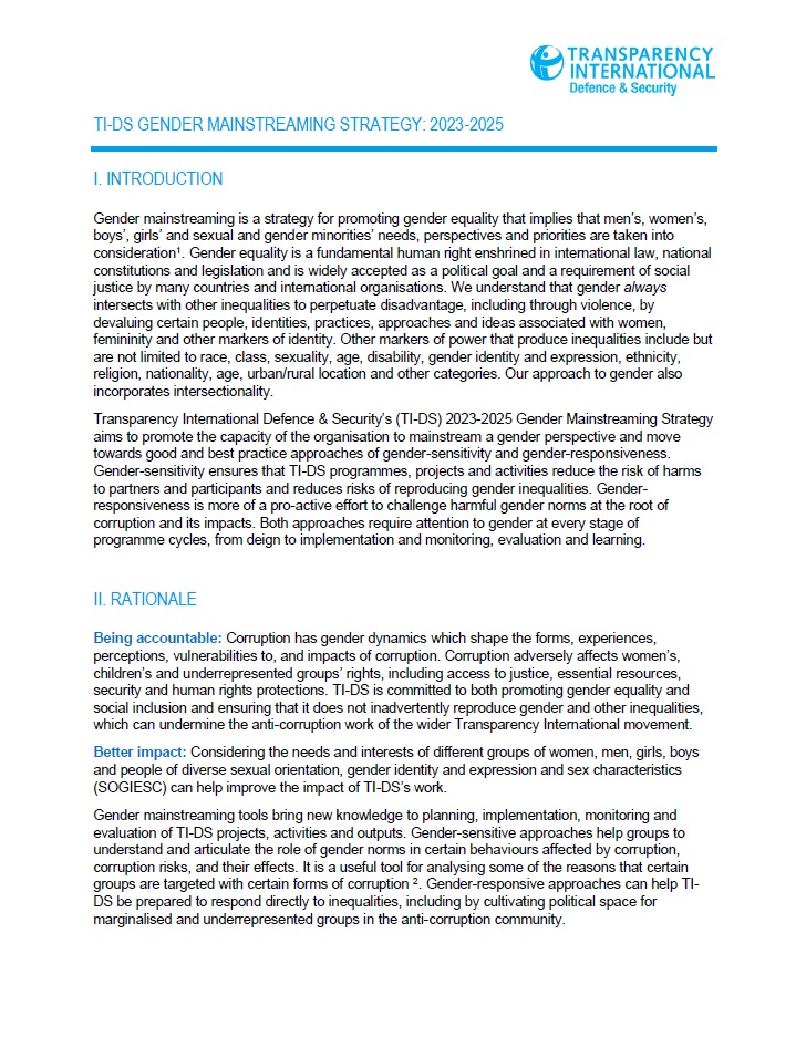 TI-DS Gender Mainstreaming Strategy: 2023-2025 - Transparency ...